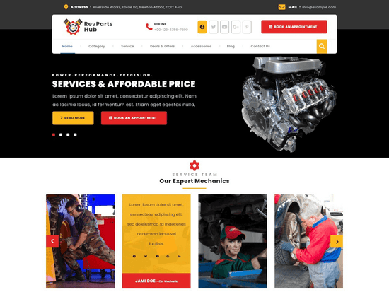 Free Automotive WordPress Theme – For Car Parts Dealers – revolution WP