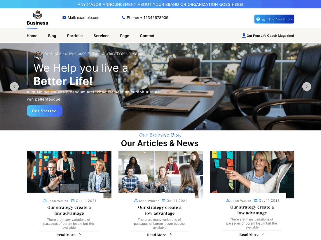 Free Business Coach WordPress Theme For Growth & Success – revolution WP
